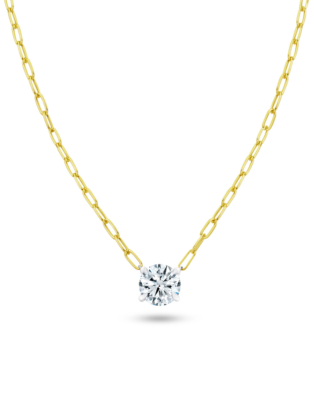 Paperclip Chain Necklace | Round Cut 2ct LAB Diamond – Unvaulted Jewels